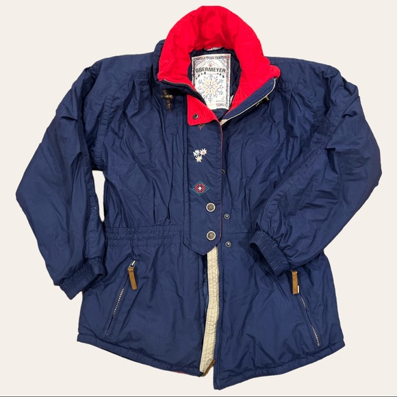 Obermeyer | Jackets & Coats | Vintage Obermeyer Ladies Navy Blue Flower ...